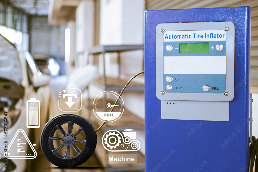 Inflator machine car inspection Measure quantity Inflated Rubber tires ...