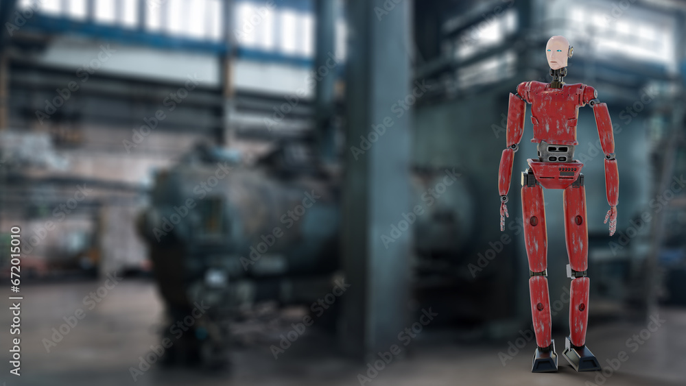 ROBOT wireframe transparent on push background Human skin body head ...