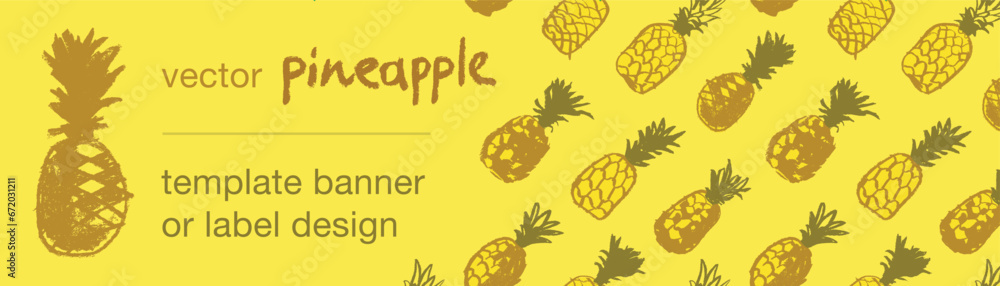 Template pineapple banner, pattern seamless, pineapples illustration ...