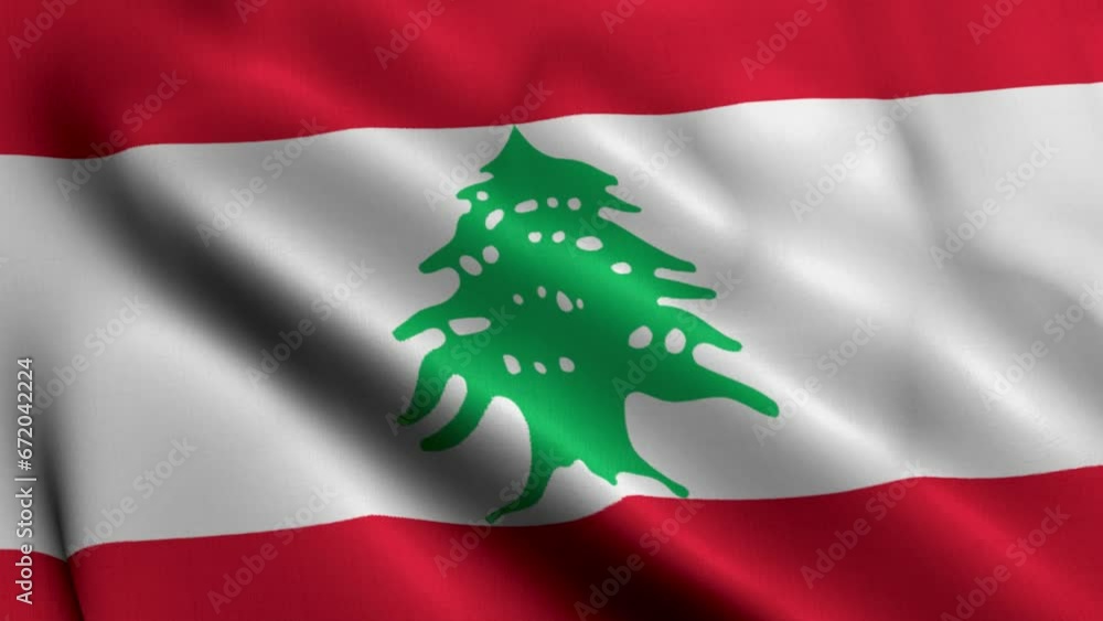 Lebanon Flag. Waving Fabric Satin Texture Flag of Lebanon 3D ...