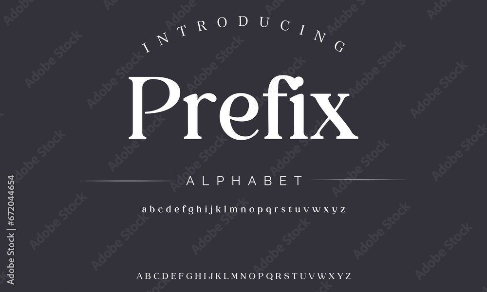 Prefix luxury alphabet font. Typography urban style fonts for fashion ...