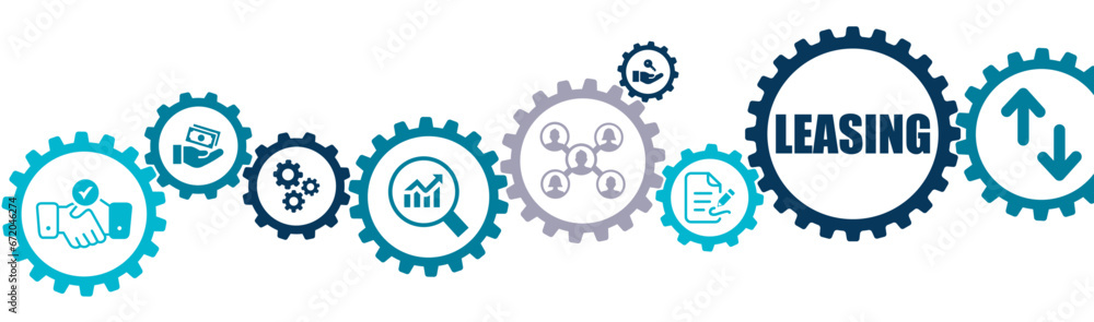 Leasing banner vector illustration with the icons of contract ...