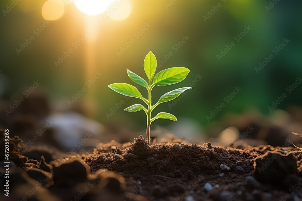 Emergence of Youthful Greenery. New Leaves Sprouting in Soil. Stock ...