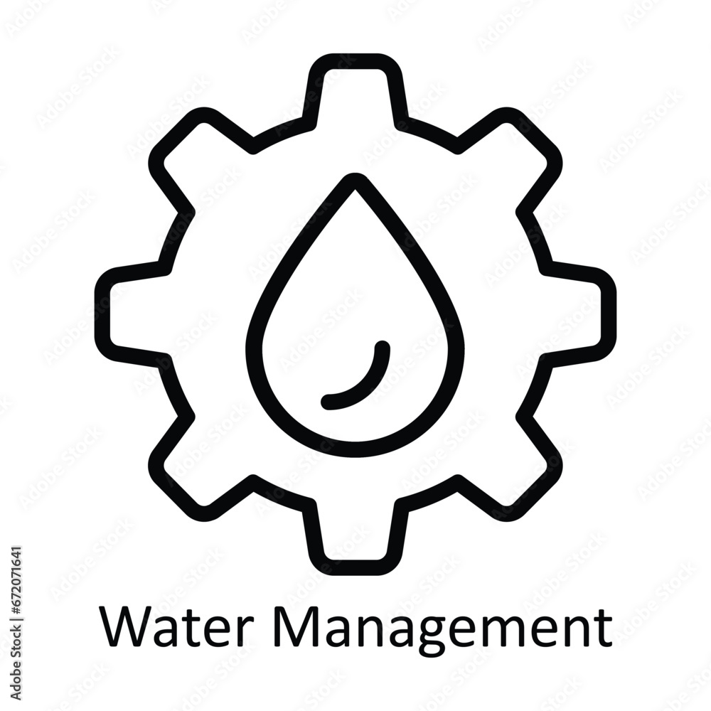 Water Management vector outline Design illustration. Symbol on White ...