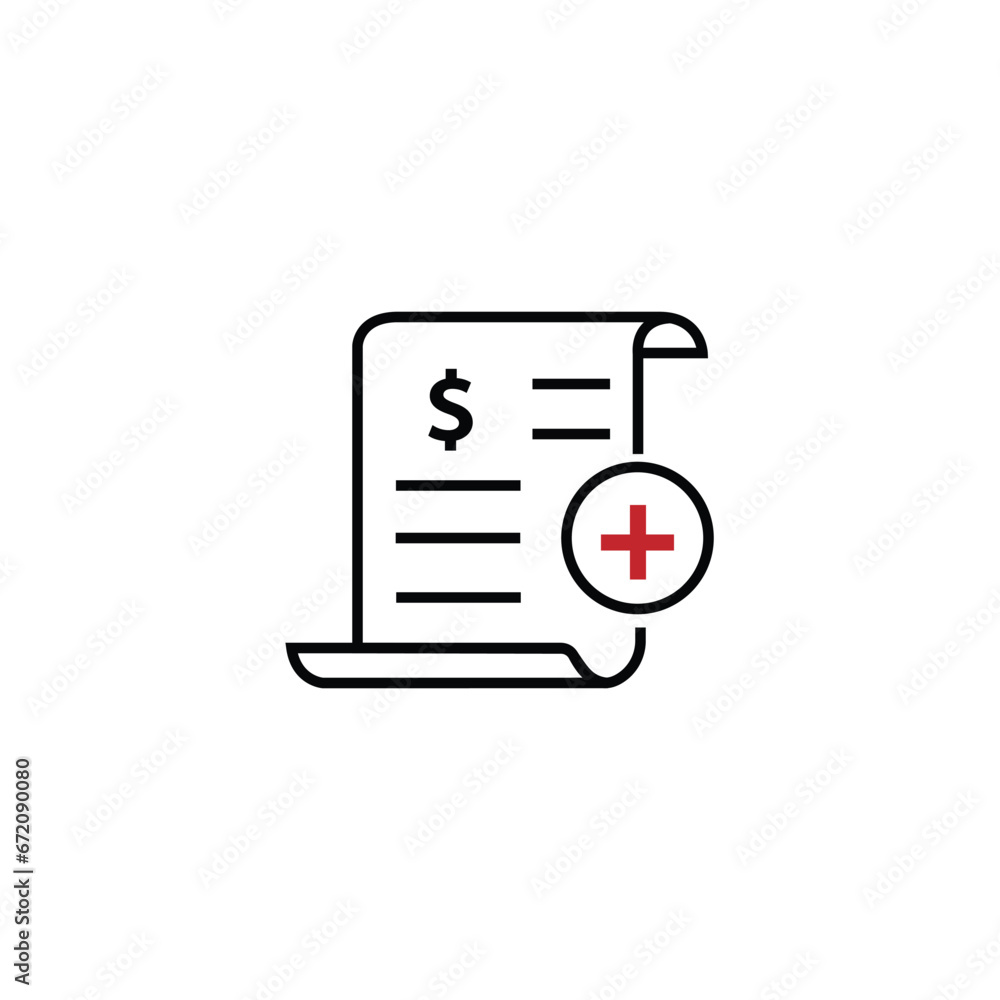Medical billing outline icon. Clipart image isolated on white ...