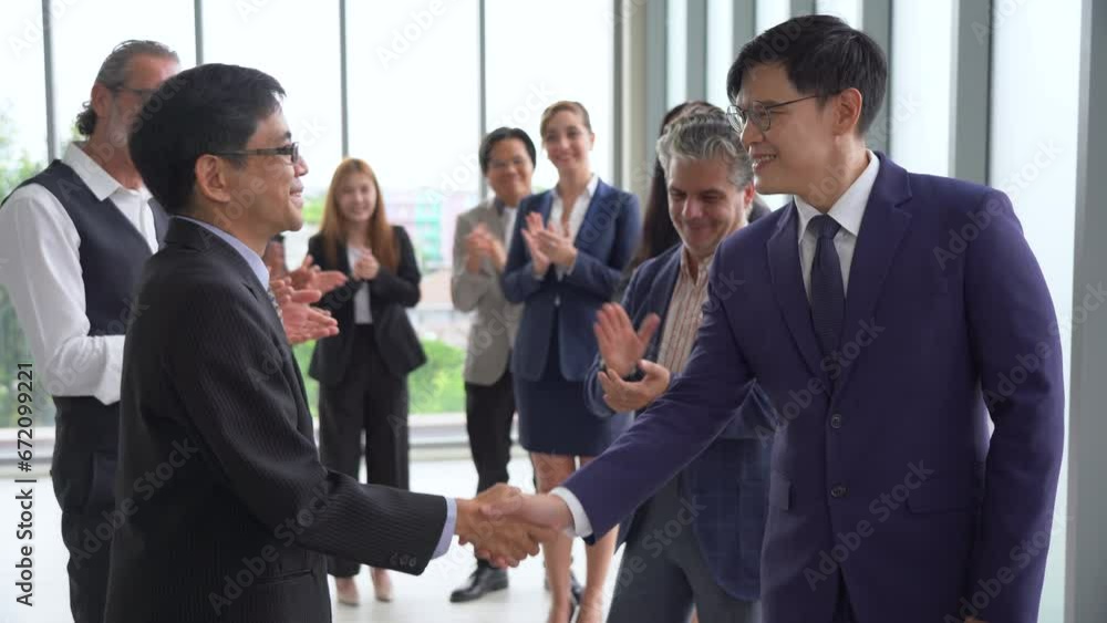 two asian business man handshake and Multiracial group of diversity ...