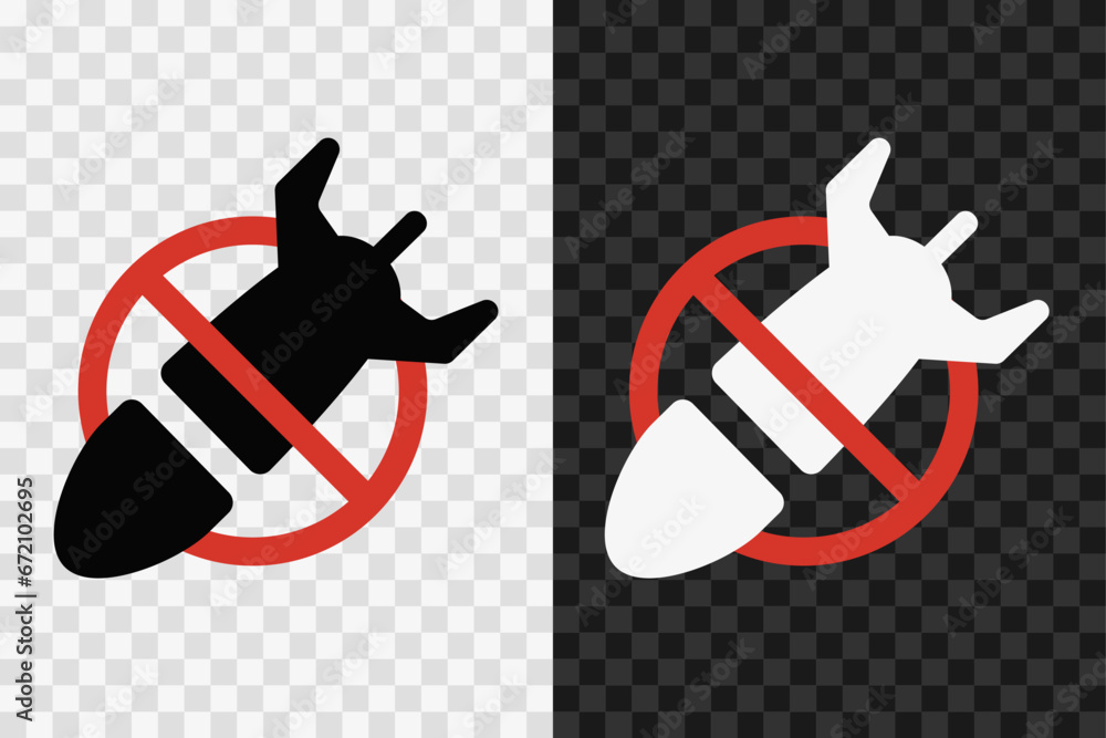 Ban on aerial bombing, silhouette icon, vector glyph sign. Air defense ...
