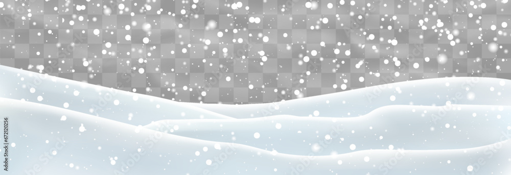 Vector heavy snowfall with snowbanks field. Snow landscape decoration ...