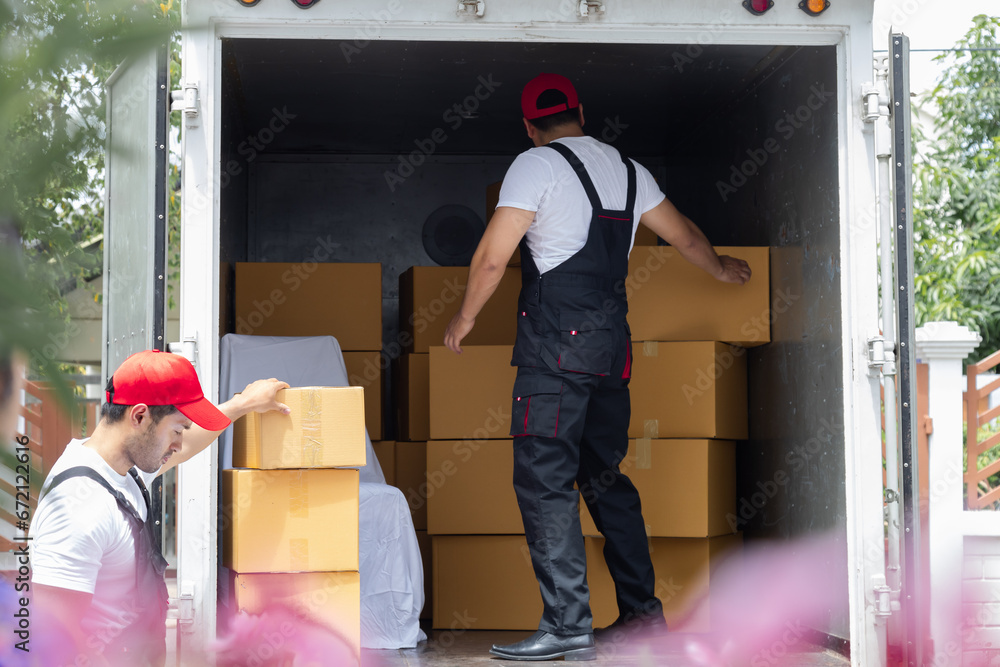 Indian Worker Man Employee Logistic Pickup Business Owner Working Moving House Lifting