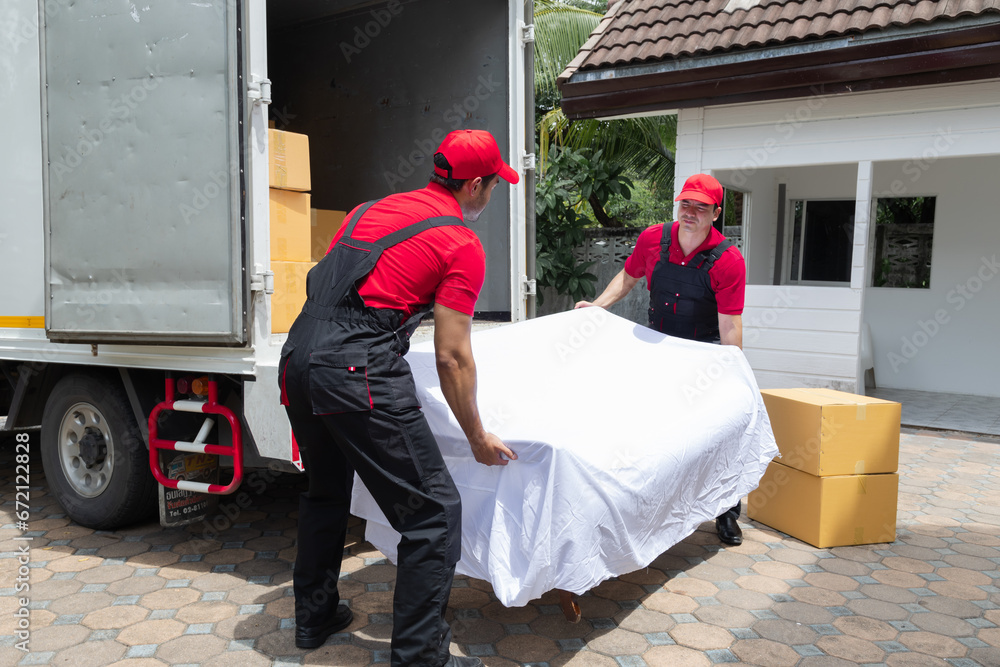 Indian Worker Man Employee Logistic Pickup Business Owner Working Moving House Lifting