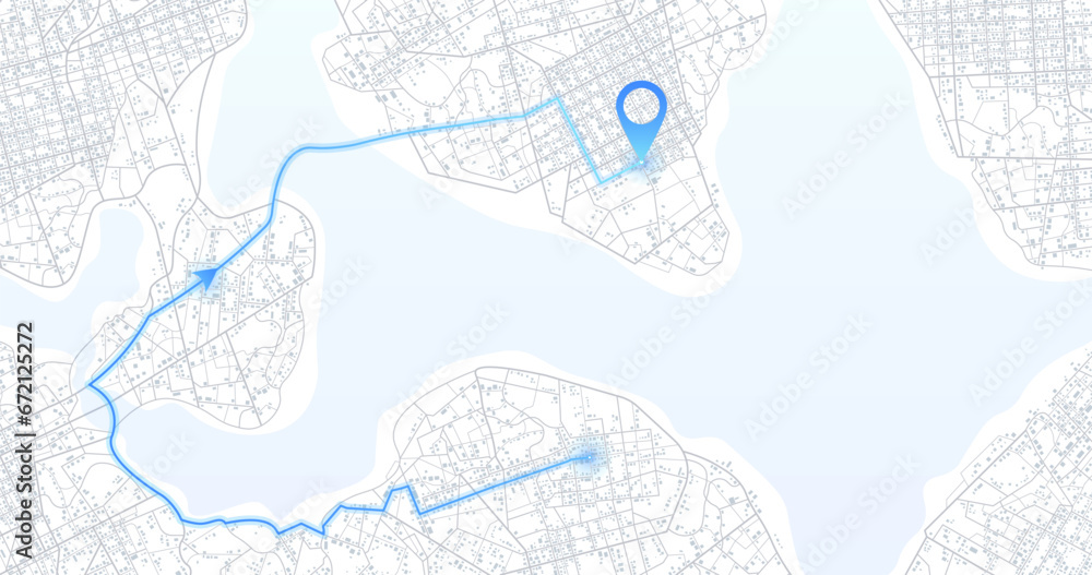 Dashboard with satellite, location and roadmap. View from above the map ...