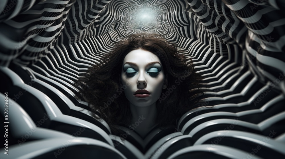 Mental health concept. Illusions of the mind inside a hypnosis session ...