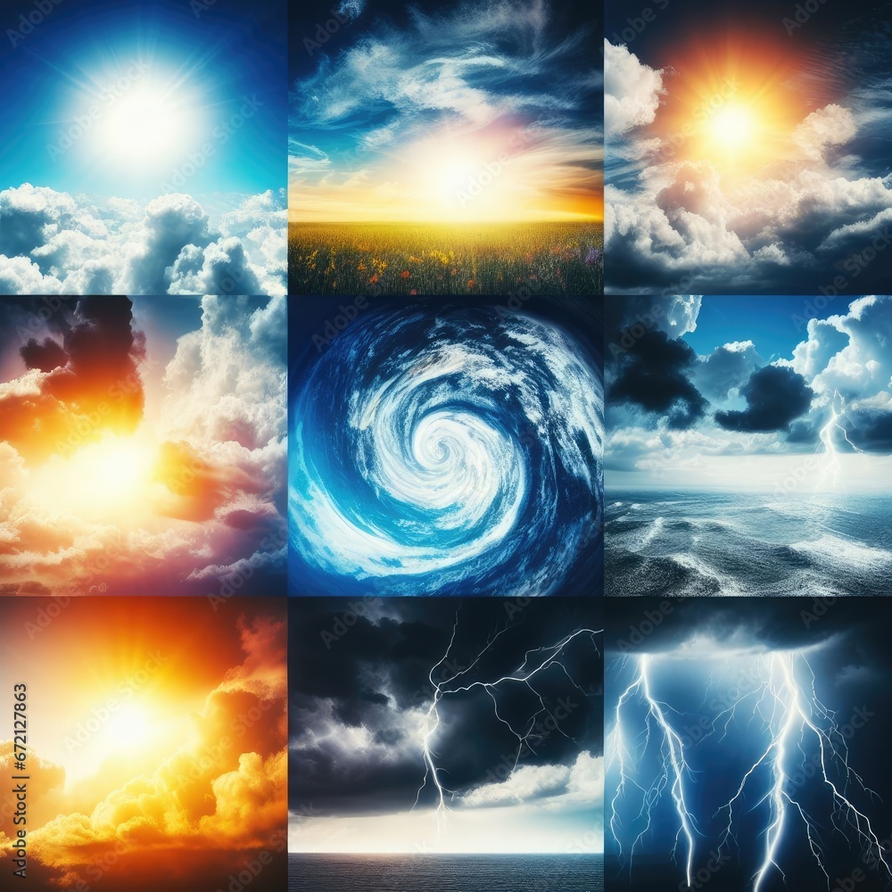 Photos of sky during different weather, collage. Banner design Stock ...