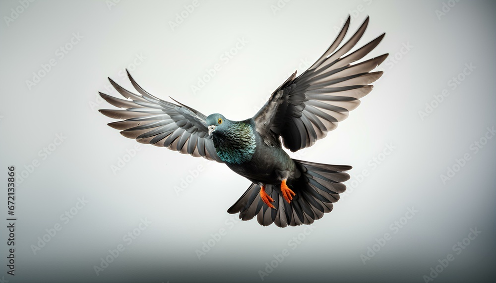 pigeon in flight. pigeon flying. pigeon wings spread. pigeon isolated ...
