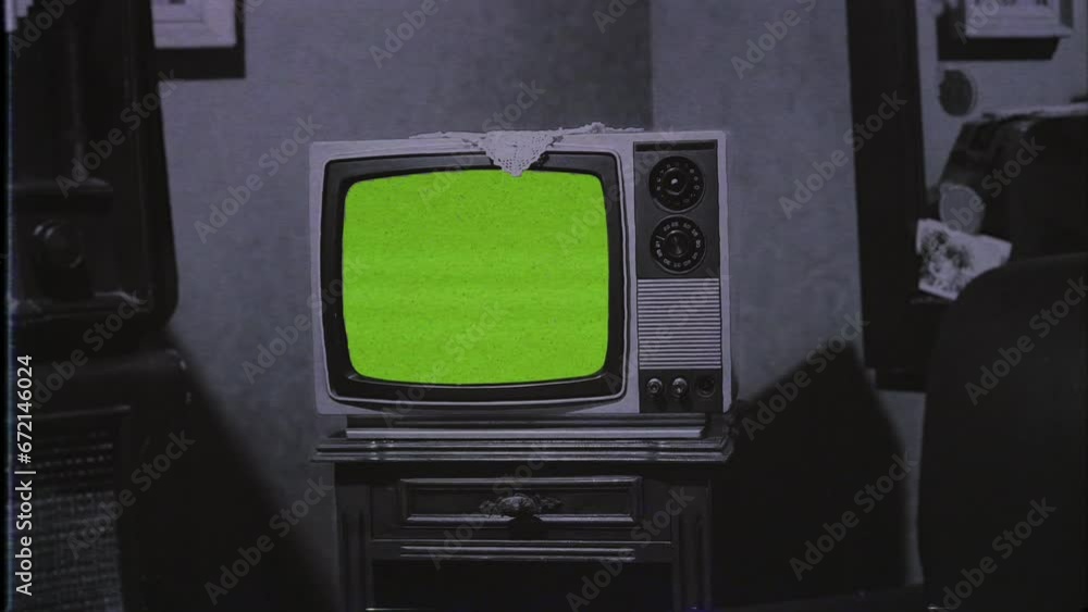 Retro Television Green Screen Old House Film Texture Effect Vintage TV ...
