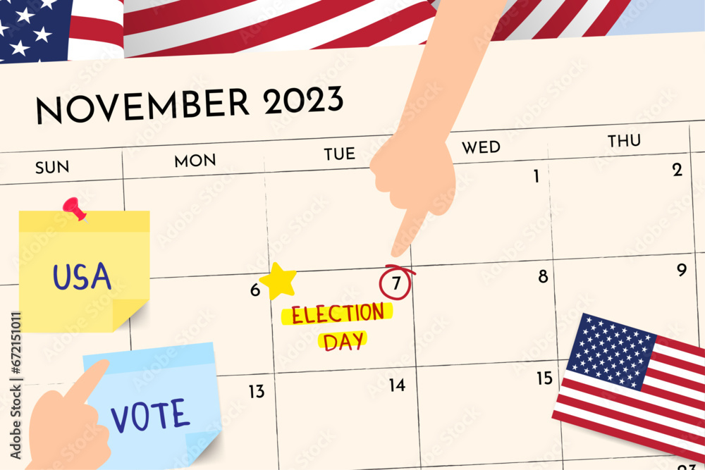 American Election Day Illustration Vector Calendar Background, Cute for ...