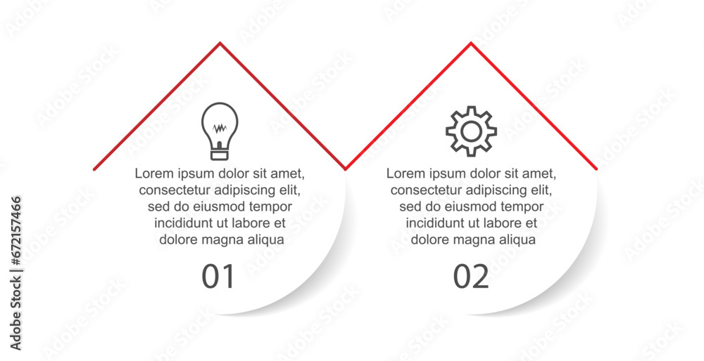 Infografis 2 langkah, desain infografis simpel terdiri dari dua bagian ...