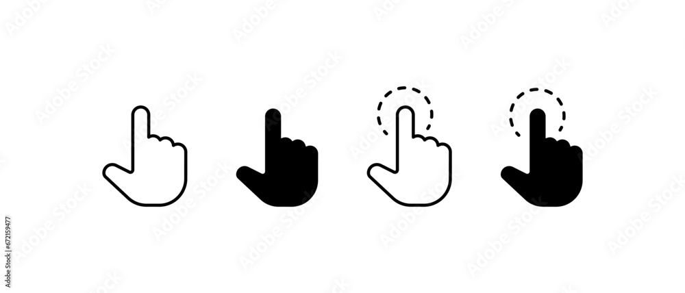 Computer mouse click cursor black arrow icons set. Cursor icon. Vector ...