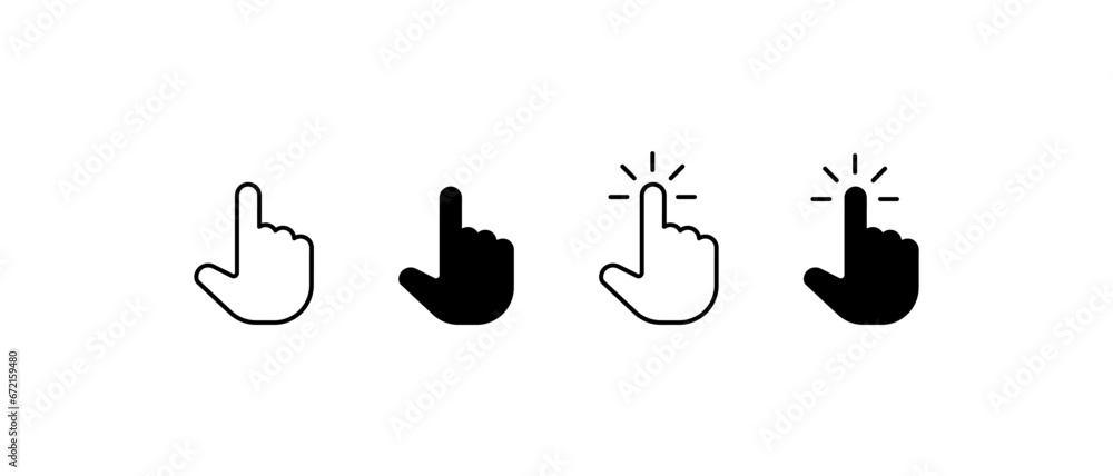 Computer Mouse Click Cursor Black Arrow Icons Set Cursor Icon Vector Illustration Mouse Click