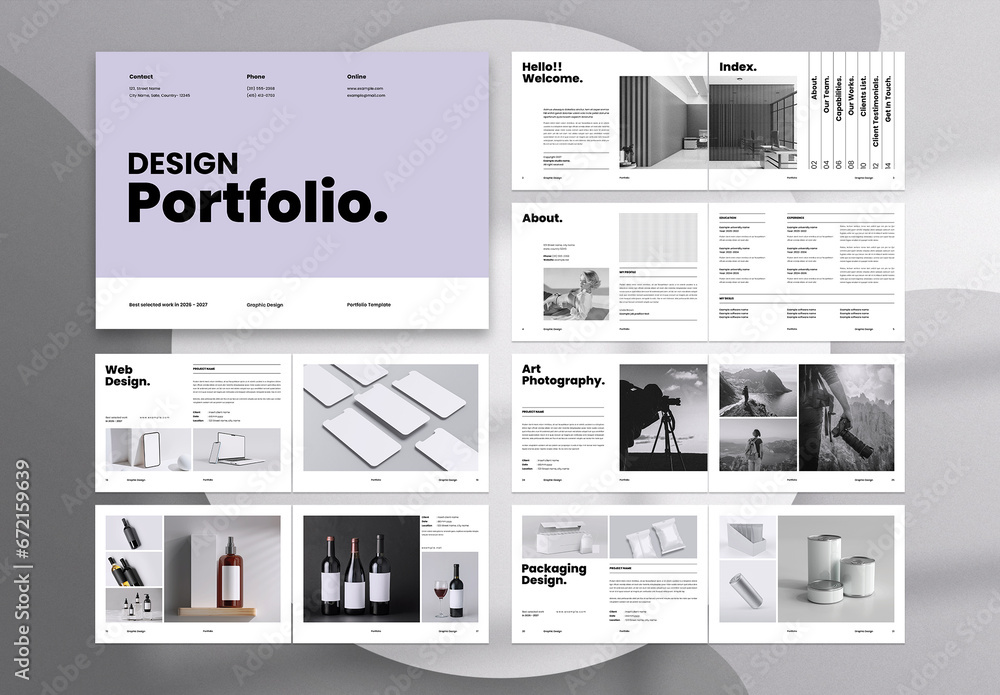 Minimal Graphic Design Portfolio Template Stock Template | Adobe Stock