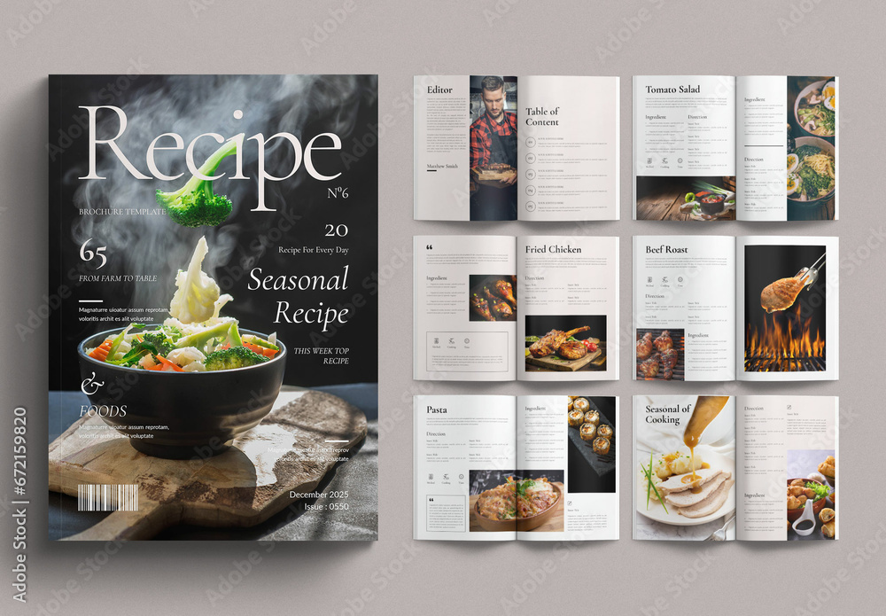 Recipe Book Creator Template Cookbook Design Layout Stock Template ...