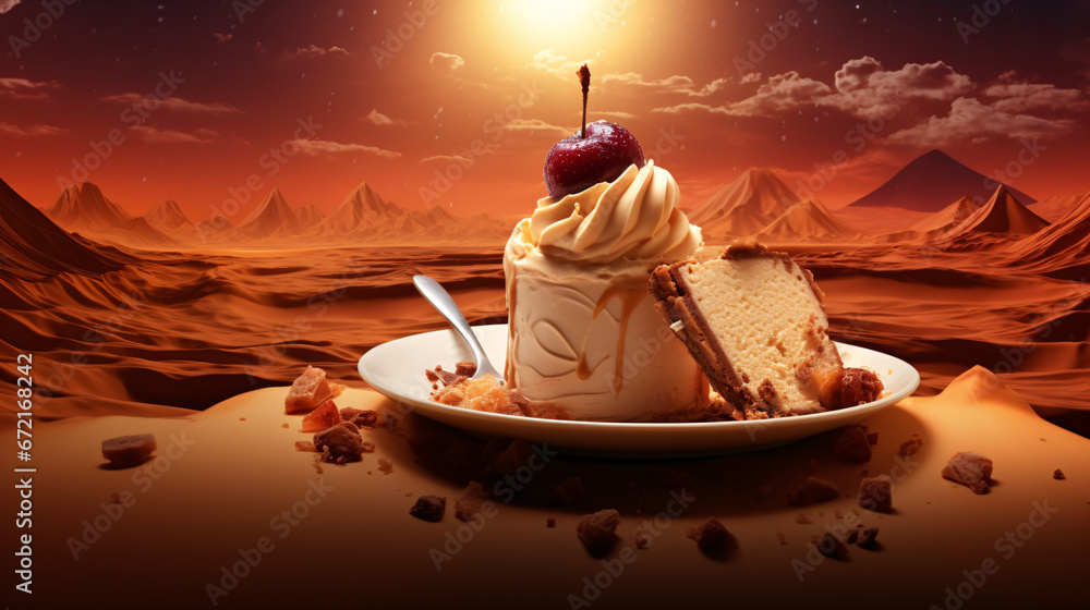 Ice Cream with Desert-themed Background, Perfect for Tempting ...