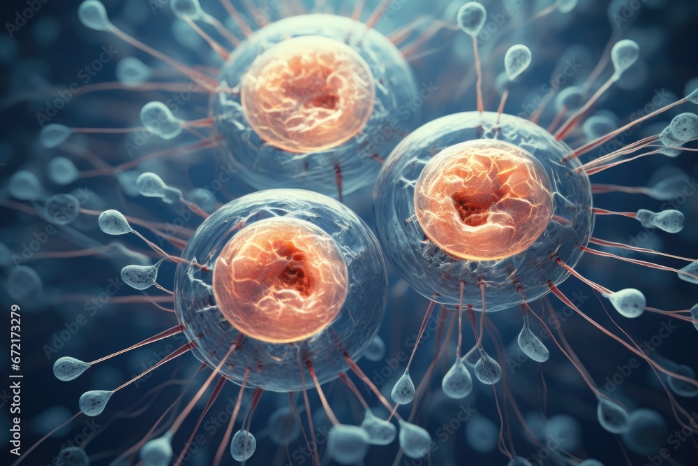 Cell division during mitosis under a microscope Stock Photo | Adobe Stock