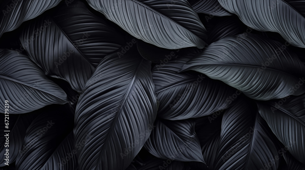 Abstract black leaf textures come together to create a tropical leaf ...