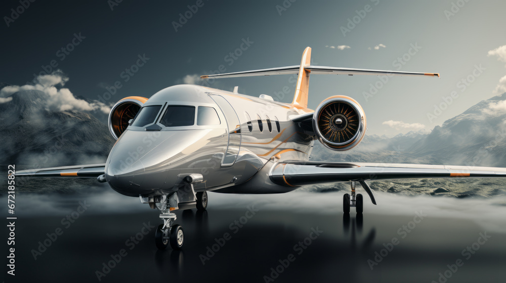 Concept of fast travel, holidays and business. Private Jet Airplane ...