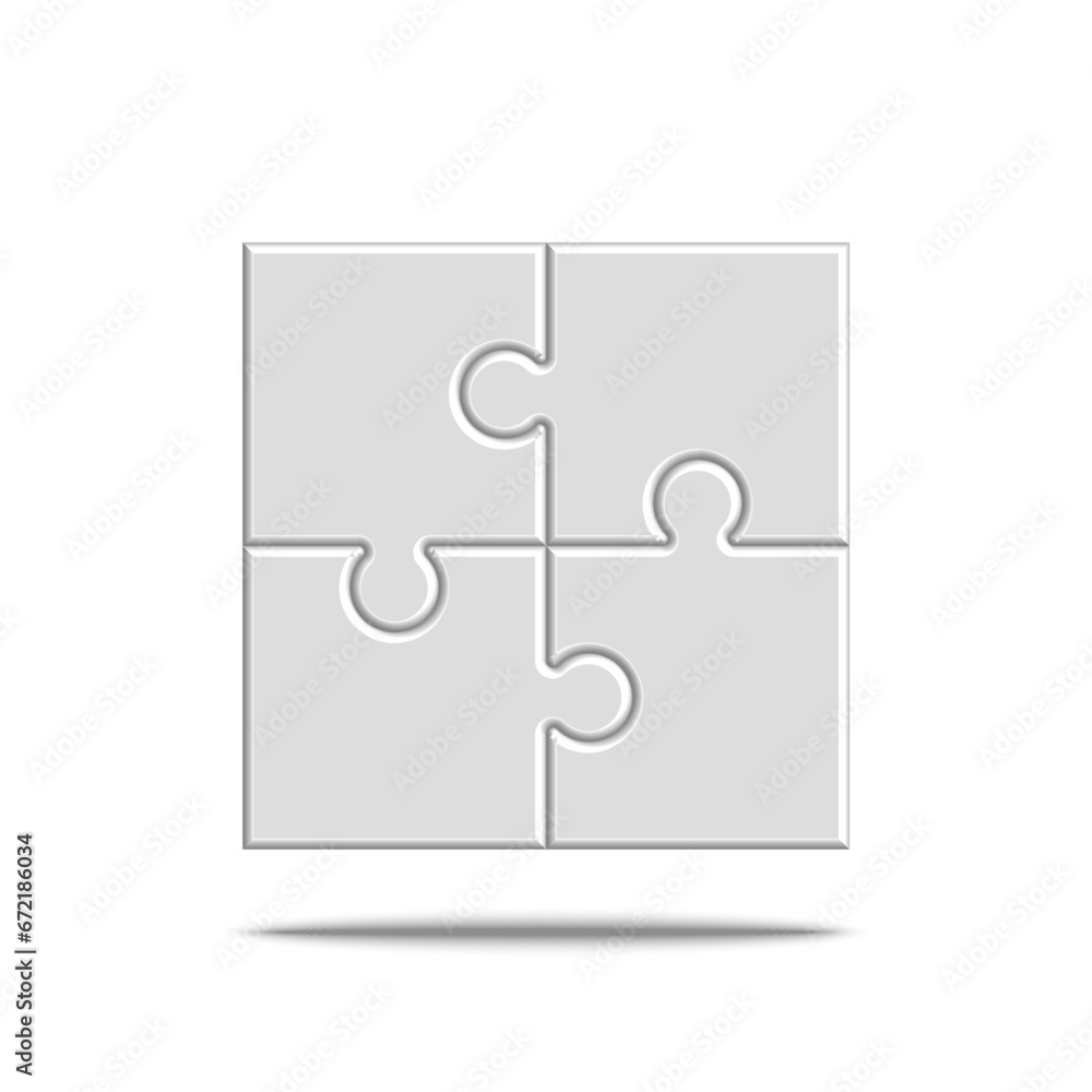 Square shape empty area assembled jigsaw puzzle from four sections for ...