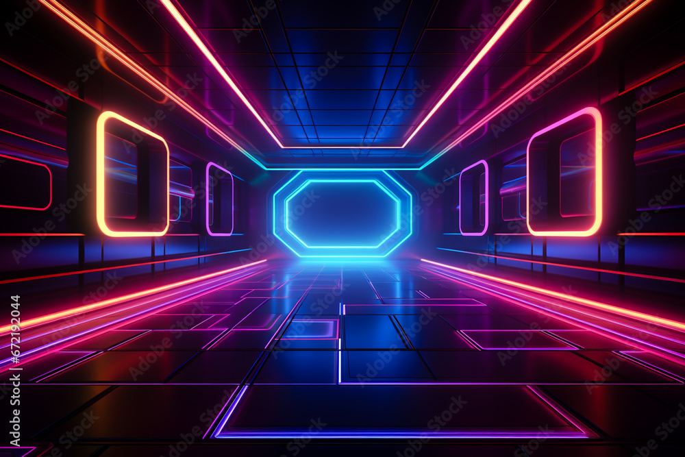 Technology virtual background. Gaming cyber backdrop, neon colored ...