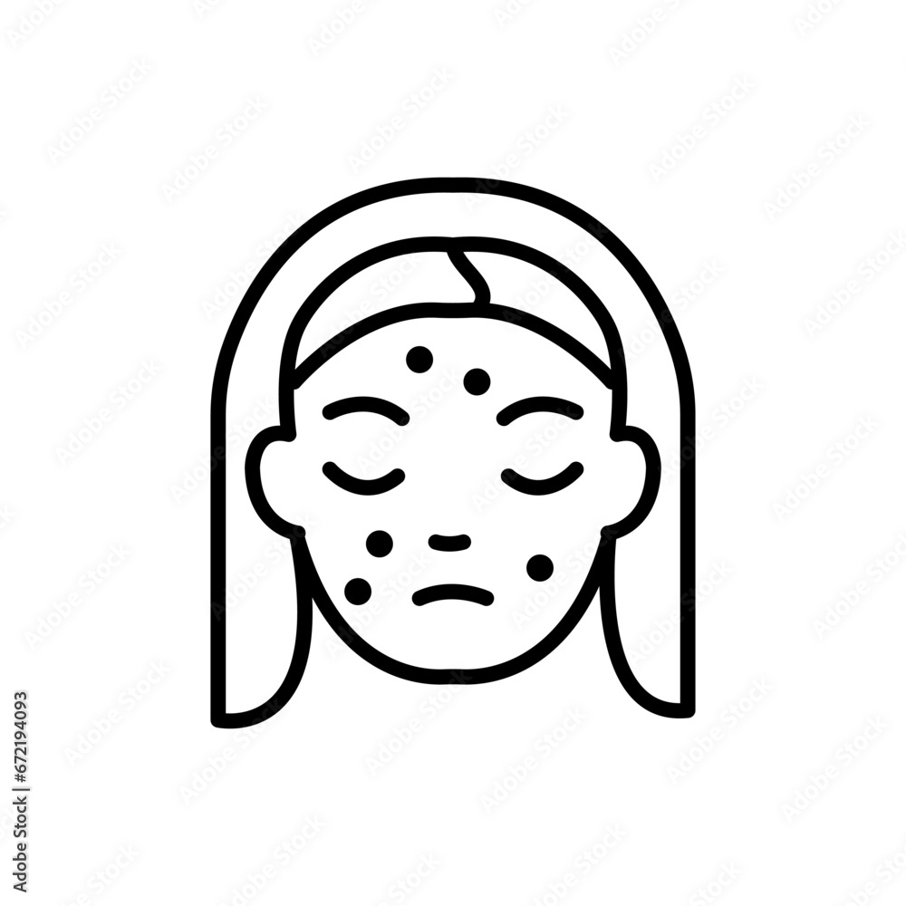 Dull skin outline icon. Woman having the trouble on her skin, She look ...