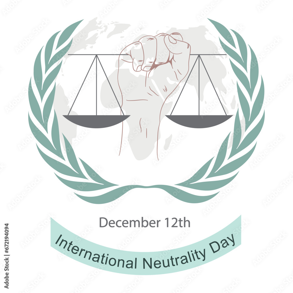 International Day of Neutrality.12 December.Silhouette of hand with ...