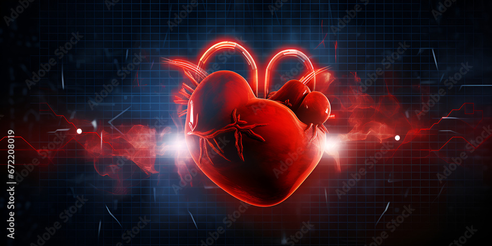 Anatomy of Human Heart on medical background. Human heart with ...
