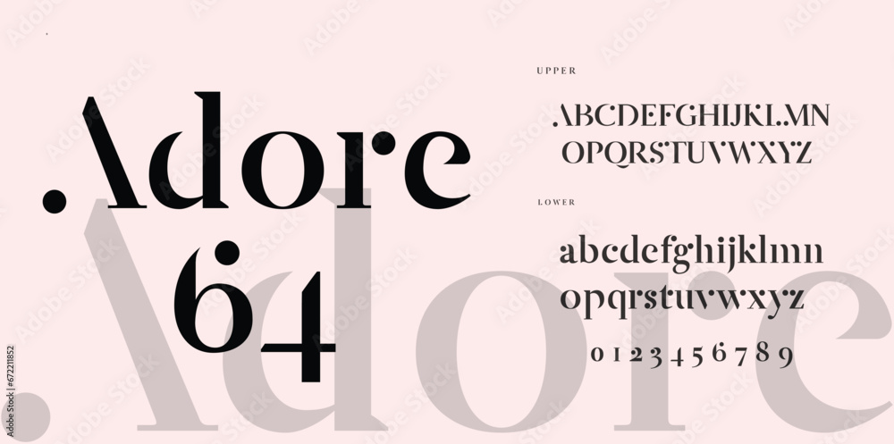 ADORE Elegant Font Uppercase Lowercase and Number. Classic Lettering ...