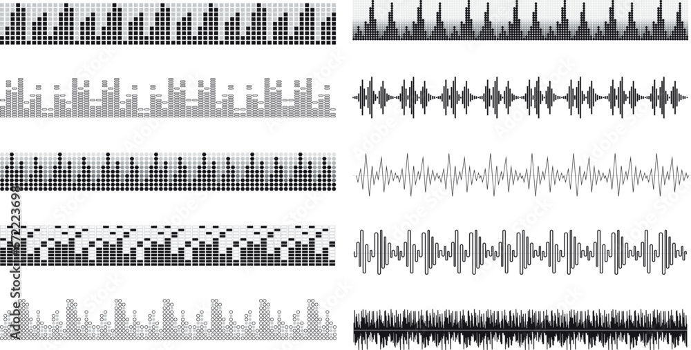 Black sound waves. Abstract music wave, radio signal frequency and ...