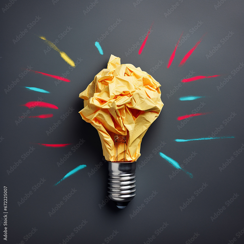 Education concept image. Creative idea and innovation. Crumpled paper ...