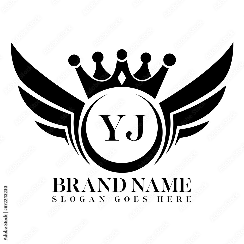 YJ Letter Initial with Royal Luxury Logo and Wings Symbol. Wings design ...