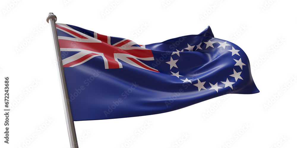 Cook Islands flag waving isolated on white transparent background, PNG ...