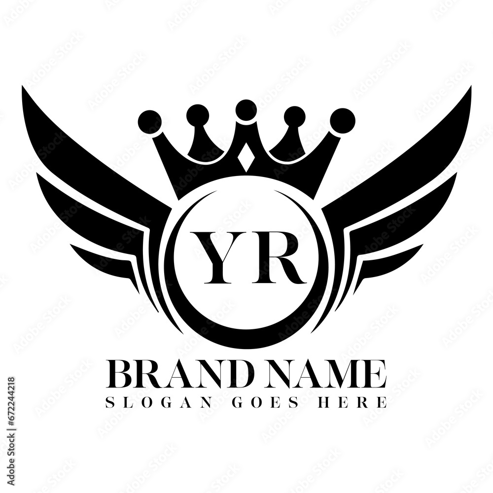 YR Letter Initial with Royal Luxury Logo and Wings Symbol. Wings design ...