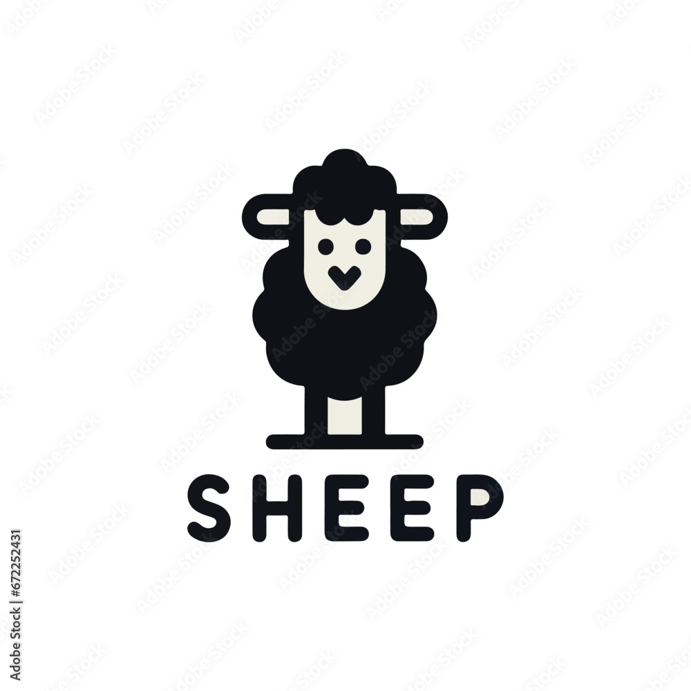 Vector logo design minimalist of sheep Stock Vector | Adobe Stock