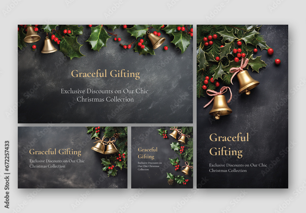 Christmas Layout Set For Social Media With Different Sizes And ...