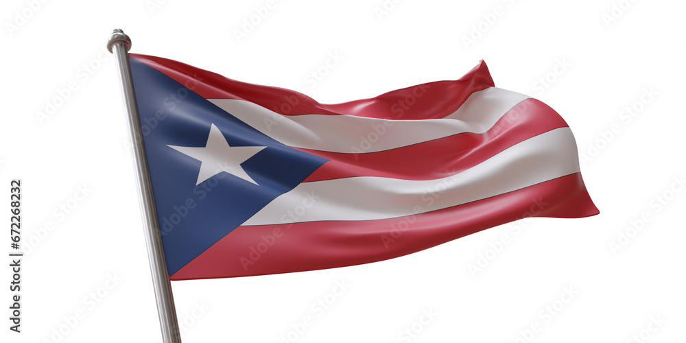 Puerto Rico flag waving isolated on white transparent background, PNG ...