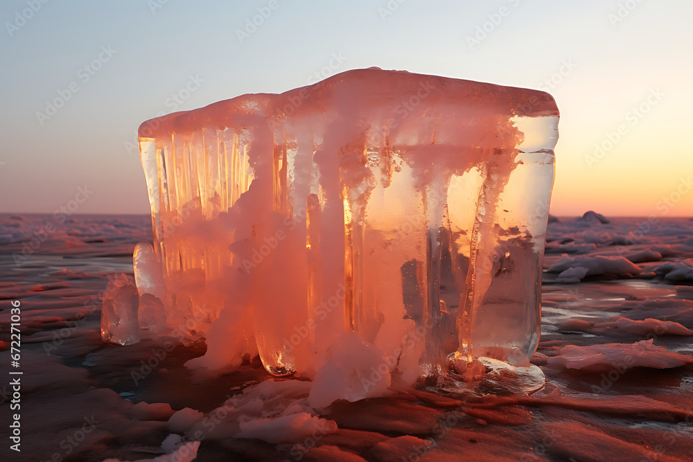 Ice block melting in the desert, ice block melting, melting ice, ice ...