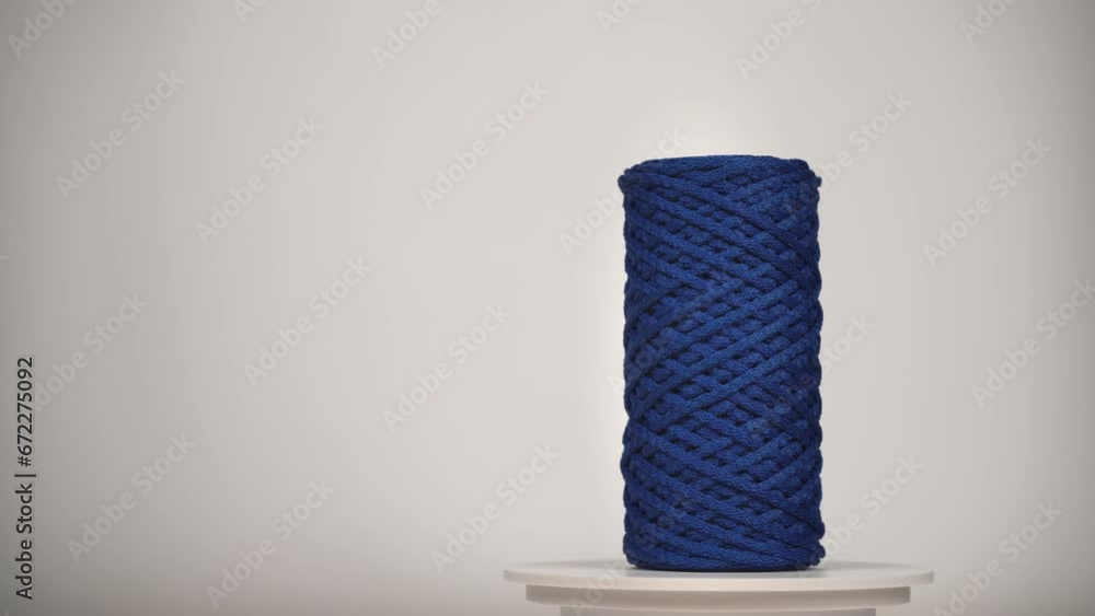 knitting cord. knitting cord of blue color. cord for developing ...
