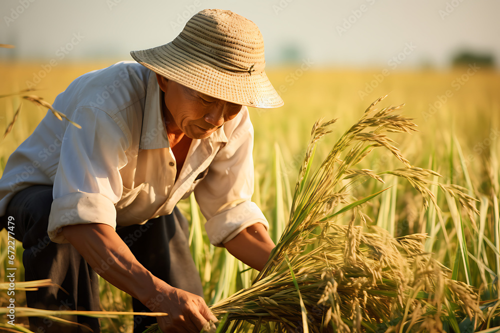 Workers working on a rice field, rice farming rice fields, rice farm ...