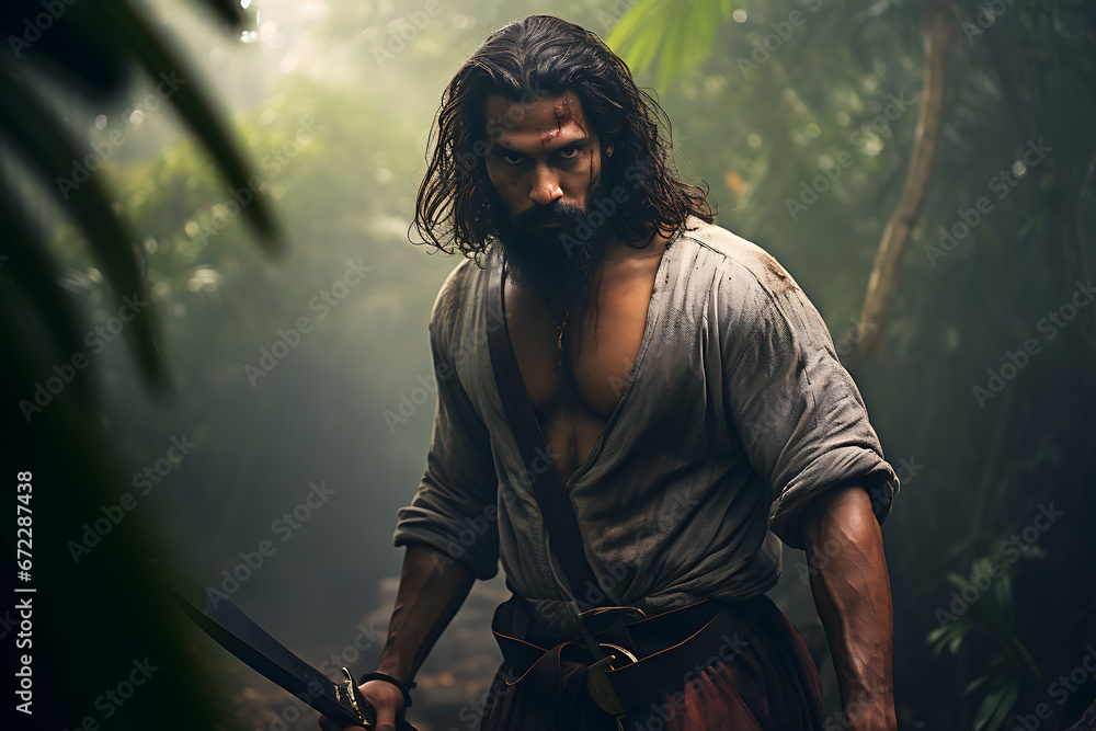 jungle dude, tarzan, tribal jungle person, explorer, junbgle man with ...