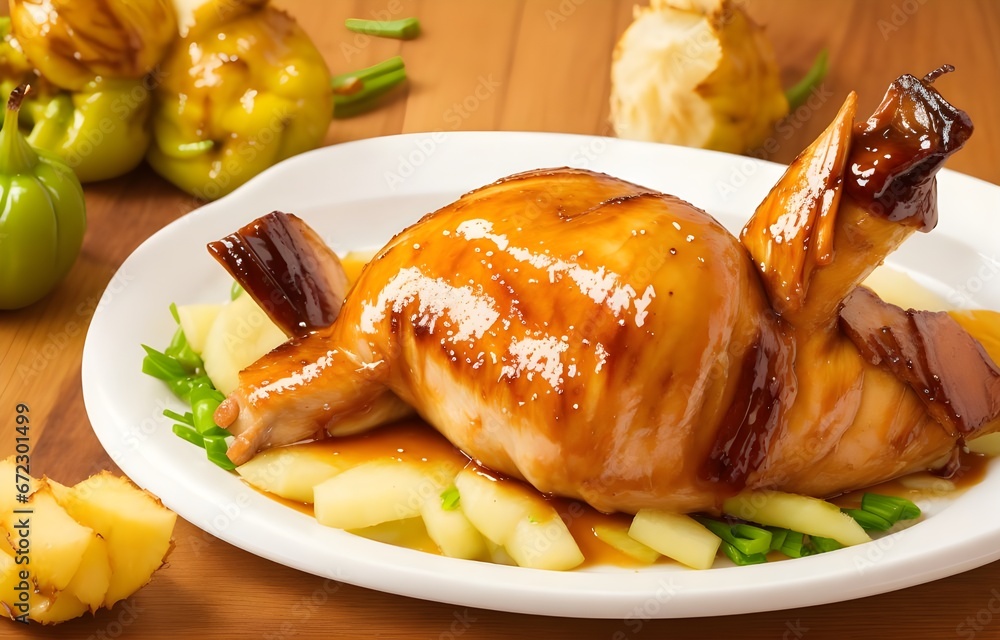 Peking Roast Duck being oven-roasted,crisp and golden-brazed skin ...