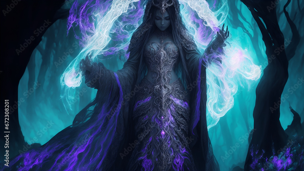 In the awe-inspiring world of a holographic majestic necromancer, a ...