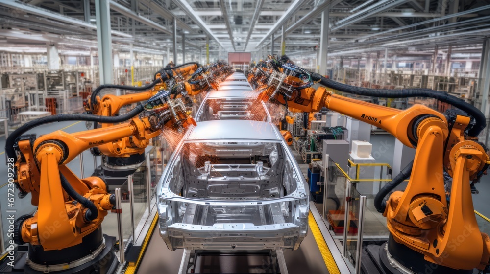 Industrial of automatic robot arm car assembly production, Robotic arm ...